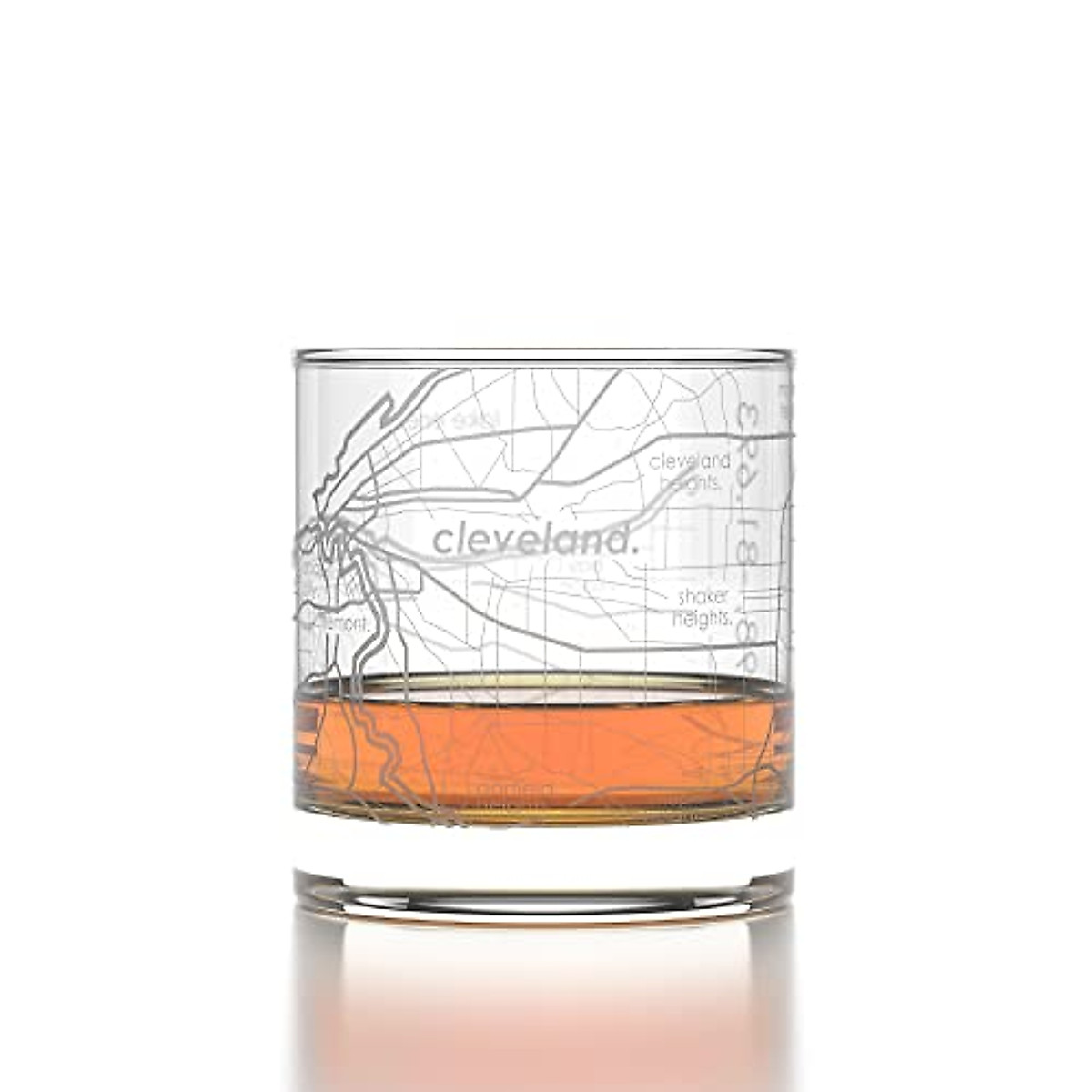 Well Told Engraved Cleveland Ohio Map Rocks Glass, Old Fashioned Whiskey Glass (11 oz, Clear) Etched Whiskey Glass, Gifts For Whiskey Lovers