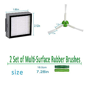COMUSTER Replacement Parts Compatible for iRobot Roomba E&i&j Series i7 j7 i3 i4 i7+ Plus i3+ i4+ i6 i6+ i8 i8+ E5 E6 j7+ Plus,4Multi-Surface Rubber Brush,6High-Efficiency Filter,6Edge-Sweeping Brush