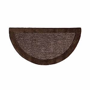 Plow & Hearth Madrid 2'x4' Banded Half Round Fireproof Hearth Rug | Charcoal Brown | 100% Wool Fireplace Mat | Protect Home Décor Hardwood Floor and Carpet from Sparks and Embers Wood Stove