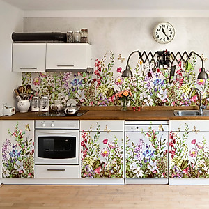 Outus Flower Wall Decals Large Flower Clusters Butterfly Greenery Wall Sticker Removable Peel and Stick Art Murals for Kids Room Nursery Classroom Bedroom Living Room Home(19.69 x 137.8 Inch)