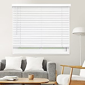 CHICOLOGY Faux Wood Blinds , Window Blinds , Wood Blinds , Window Shades , Window Treatments , Blinds & Shades , Window Shades For Home , Wooden Blinds , Basic White , 34"W X 60"H