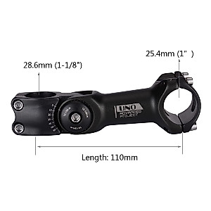 Bike Stem FOMTOR 25.4mm 110mm Adjustable 0~60 Degree UNO MTB Adjustable Handlebar Stem for Most Mountain Bike Road Bike (Fit for 1'' Handlebar)