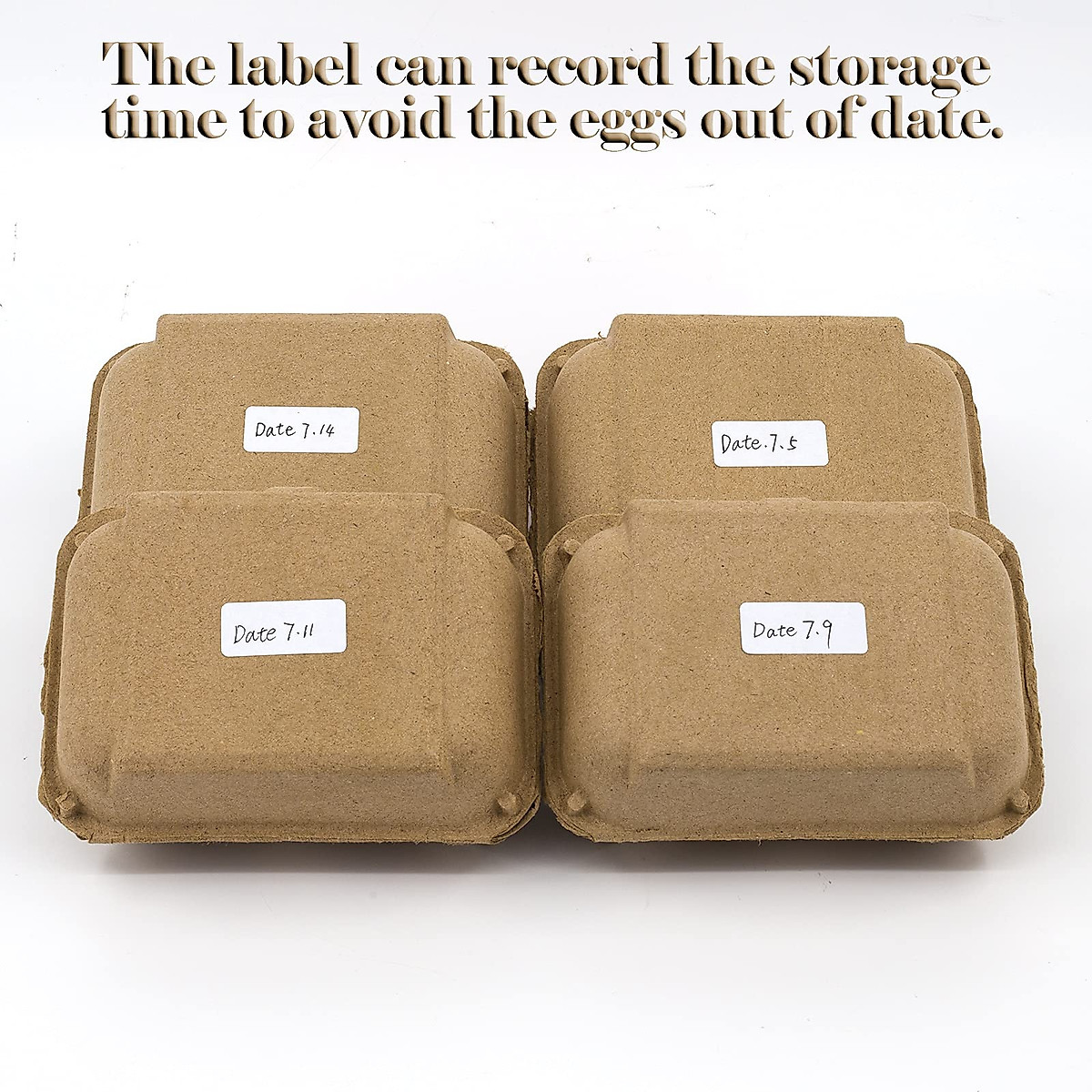 WISHOPE 40 Pieces Paper Egg Cartons for Chicken Eggs Pulp Fiber Egg Tray Holder Bulk Holds 6 Count Eggs Family Farm Market Travel Egg Storage Containers Included 40 Labels Brown