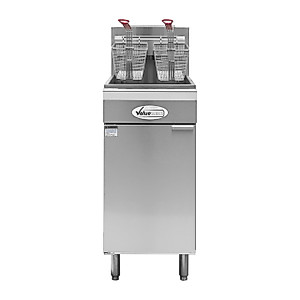 Value Series Commercial Deep Fryer 40 lb. Stainless Steel Floor Fryer for Restaurants, 3 Heating Tubes, 90,000 BTU, Natural Gas Powered (29R-001-NAT)