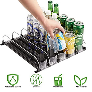 Soda Can Dispenser for Refrigerator with Adjustable Pusher Glide - Perfect for Soda, Beer, and Other Beverages (5 Rows, 15"D)