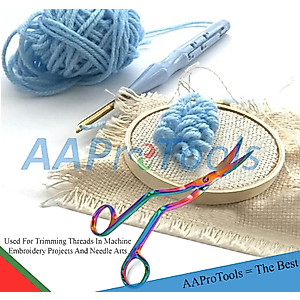 AAProTools Rainbow Color Machine Embroidery Scissors 6" Large Double Curved Scissors - Stainless Steel Embroidery Supplies