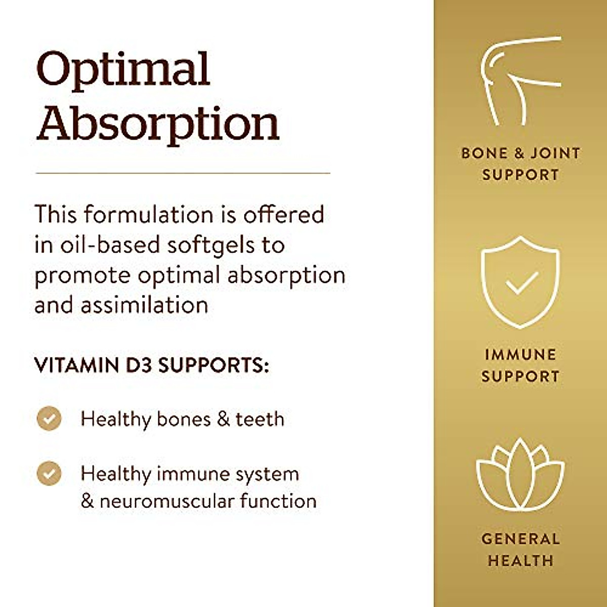 Solgar Vitamin D3 (Cholecalciferol) 125 MCG (5000 IU), 100 Softgels - Helps Maintain Healthy Bones & Teeth - Immune System Support - Non GMO, Gluten Free, Dairy Free - 100 Servings