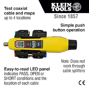 Klein Tools VDV512-101 Explorer 2 Coax Tester Kit, Includes Cable Tester / Wire Tracer / Coax Mapper with Remotes to Test up to 4 Locations