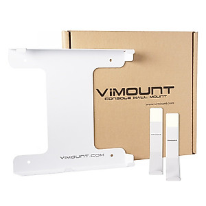 ViMount Wall Mount Metal Holder Compatible with PlayStation 4 PS4 Classic/FAT (first version) with 2x Controllers wall mount in White Color