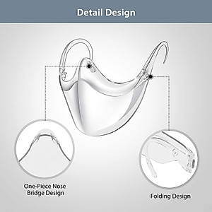 3PCS Transparent Face Shield, Lightweight Anti-Fog Protective Face Mask, Sturdy Breathable Visible Expression Face Mask, Plastic Reusable Washable Clear Face Shield for Men and Women