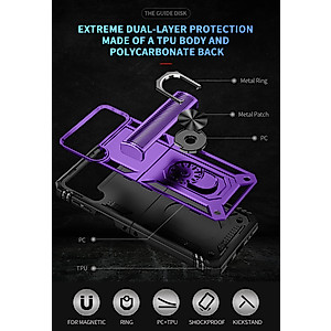 ONOLA for Samsung Galaxy Z Flip 4 Case, Galaxy Z Flip 3 Case with Hinge Protection and 360°Rotate Ring Magnetic Kickstand Heavy Duty Protective Case for Samsung Galaxy Z Flip 3/4 Phone (Purple)