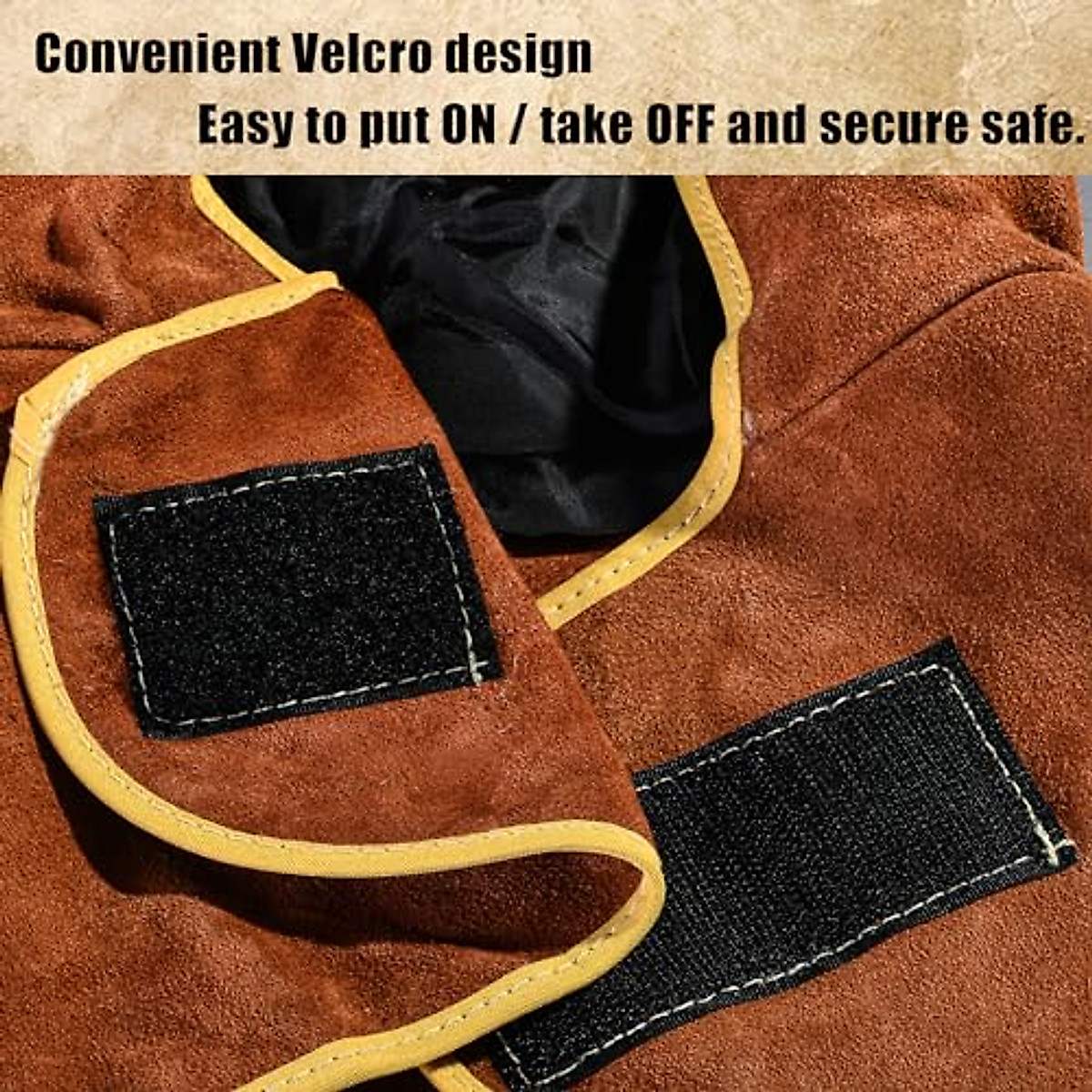 Welding Hood Leather - Cowhide Split Leather Welding Caps with Neck Shoulder Drape - Head Protection for Men & Women, Brown