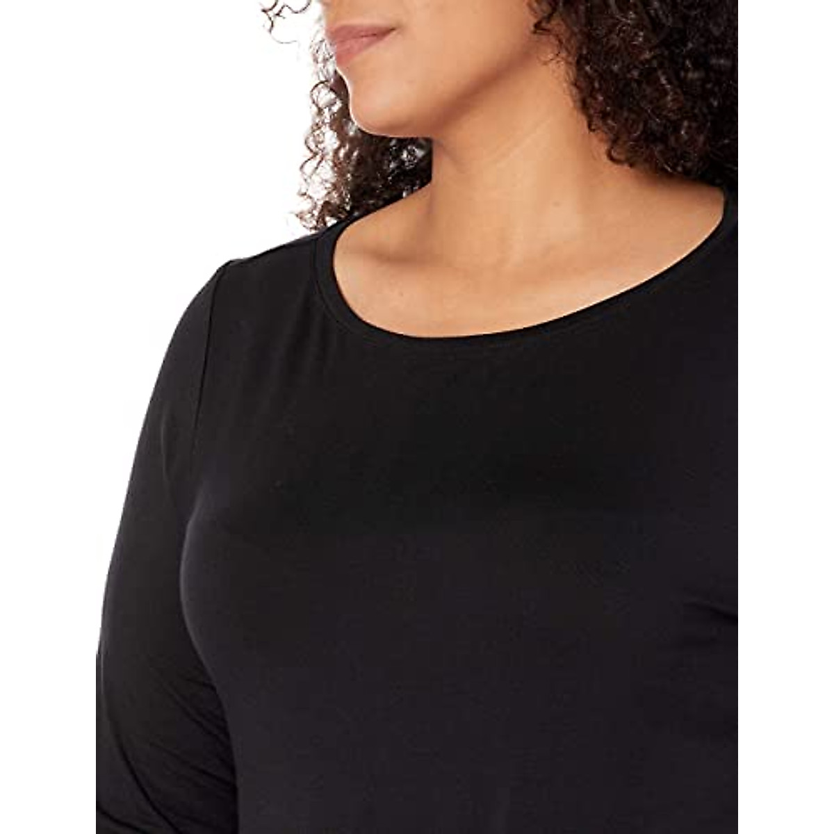 Amazon Essentials Women's 3/4 Sleeve Boat-Neck Dress (Available in Plus Size), Black, 1X