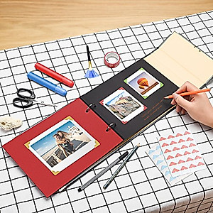 Scrapbook Firbon Handmade DIY Family Photo Albums Couples Memory Book Black Page Scrap Book for Anniversary, Christmas, Valentine's Day, Birthday (Black)