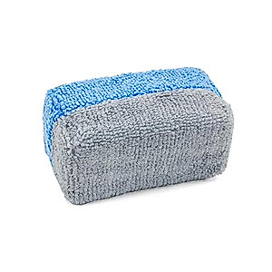 Autofiber [Saver Applicator Terry] Ceramic Coating Applicator Sponge | 12 Pack | with Plastic Barrier to Reduce Product Waste. (Blue/Gray, Mini)