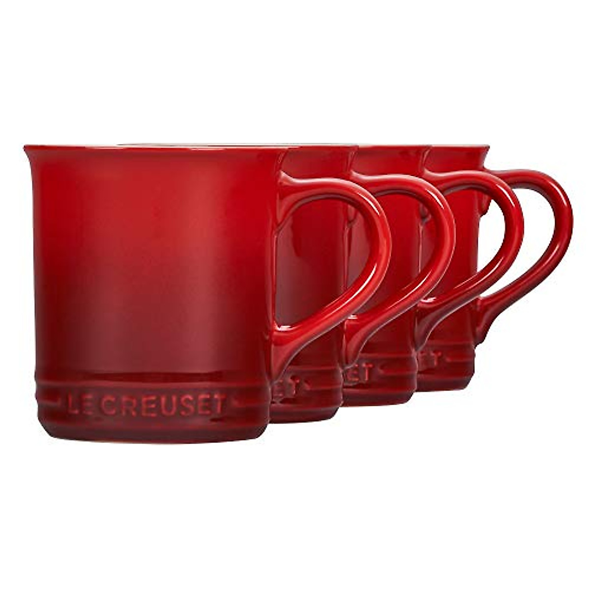 Le Creuset Stoneware Set of 4 Mugs, 14 oz. each, Cerise