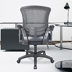 BOLISS 400lbs Mesh Computer Ergonomic Chair,Office Chair, Desk Chair,Height Adjustable Armrest and Flipped Arms,Lumbar Support,Swivel Computer Task Chair -Black