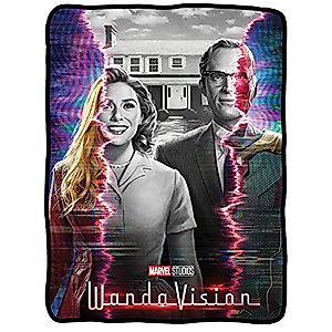Marvel: WandaVision Scarlet Witch Wanda & Vision Poster Throw Blanket | 45 x 60 Inches | Plush Throw Blanket | Cozy Sherpa Blanket | Super Soft Lightweight Fleece Blanket | Geeky Home Decor |
