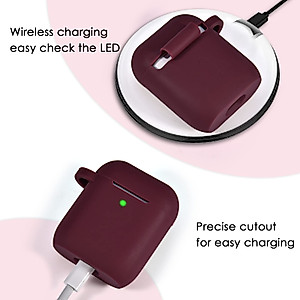 Filoto Case for Airpods, Airpod Case Cover for Apple Airpods 2&1 Charging Case, Cute Silicone Protective Accessories/Keychain/Pompom for Girls and Women, Burgundy