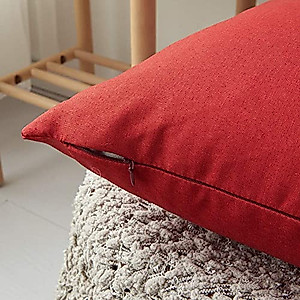 KRINGSIA Pack of 2, Decorative Outdoor Waterproof Throw Pillow Covers, Square UV Protection Garden Cushion Case, PU Coating Pillow Shell for Patio, Porch and Balcony (Red, 20x20 Inch)