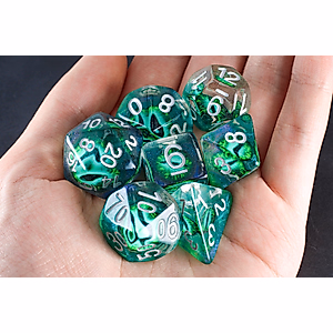 Sea Green Dragon Eye DND Dice Set for Dungeons and Dragons Gifts, D&D, D and D, Pathfinder, Accessories, D20, Polyhedral, Resin Dice, Metal, Dice Tray, Tower, Bag, Box