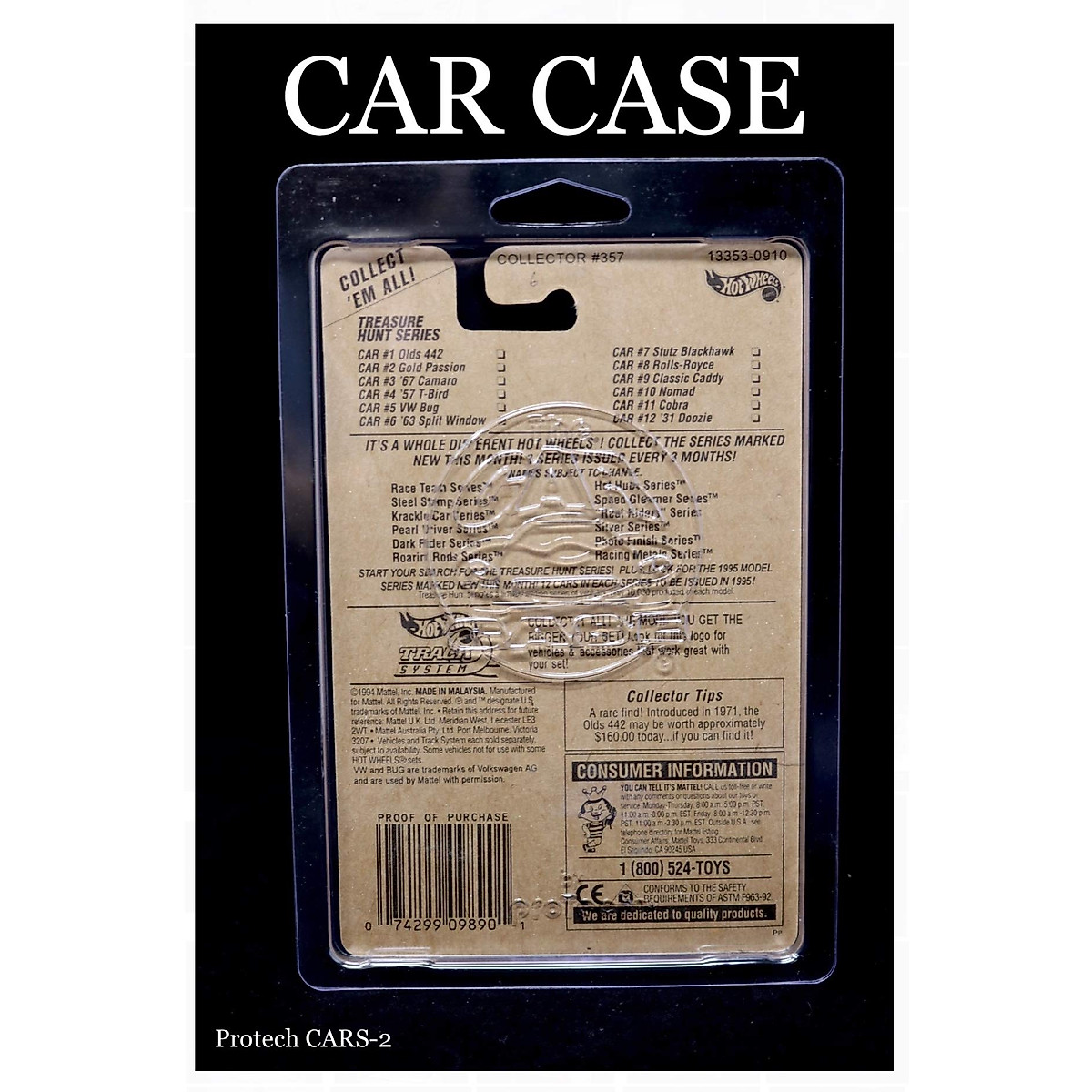 Protech SSCARS-2 Storage/Display Space Saver Car Case for Carded Hot Wheels, 4.25" W x 6.5" H x 1.25" D, 25-Pack