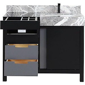 Lexora Home Zilara 42" Single Marble Top Bathroom Vanity with Gun Metal Faucet