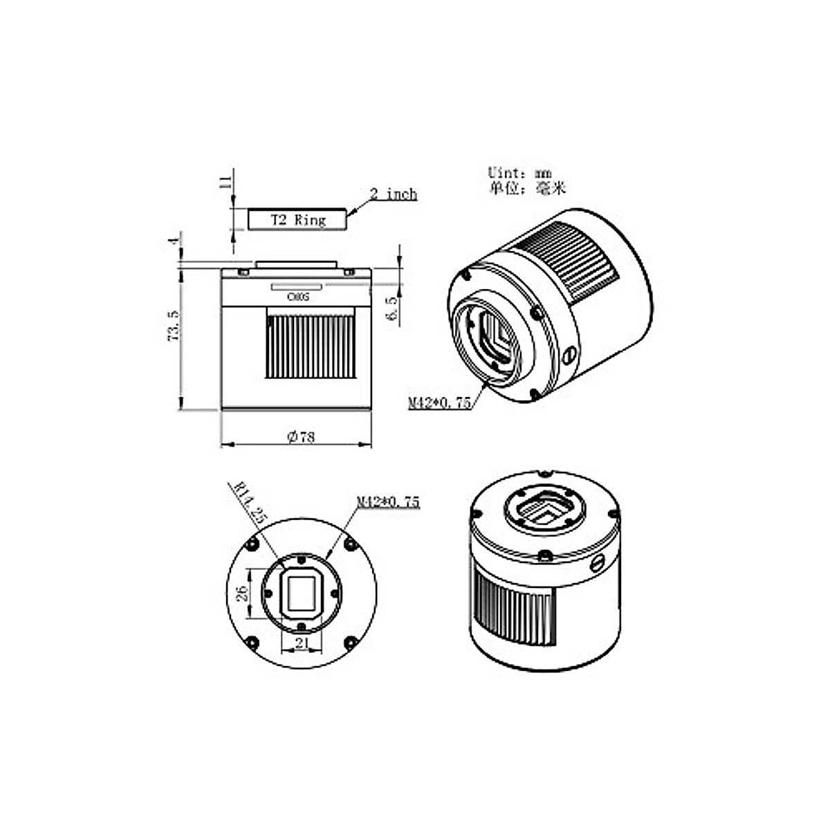 ZWO ASI294MC-PRO 11.3 MP CMOS Color Astronomy Camera with USB 3.0 # ASI294MC-P