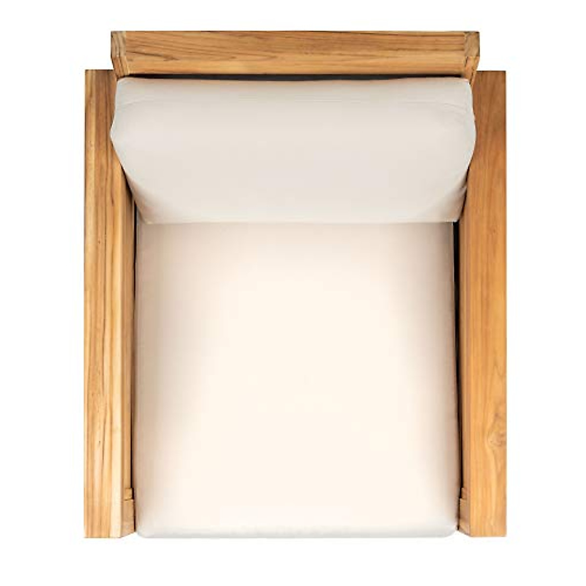 SAFAVIEH Couture Patio Guadeloupe Natural Brazilian Teak and White Outdoor Club Chair