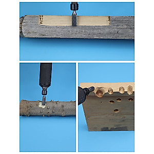 Mars-Rock Carbide Burr Set 1/4" Shank 10PCS w/Wood Base Die Grinder Bits Rotary Rasp File for Metal Welds Concrete Stone Wood Plastic Carving Cutting Chamfering Grinding Engraving Porting Trimming