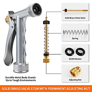 Hose Nozzle 2 Pack, Full Size Pistol Nozzle with Threaded Front, Durable High Pressure Garden Hose Nozzle, Rear Control Sprayer for Watering Plants, Cleaning