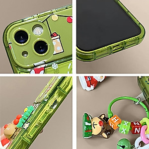 LELEBEAR Christmas Phone Case, Christmas Tree Pendant Flip Mirror Case Cover Suitable for iPhone 15 14 13 12 Series (Holiday red, 14PRO MAX)