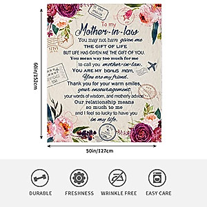 Gifts for Mother in Law Blanket from Daughter in Law - Birthday Gifts for Mother in Law - Mother in Law Gift for Christmas Mother’s Day, Flannel Fleece Soft Warm Cozy Blankets for Bed Sofa 60”x50”