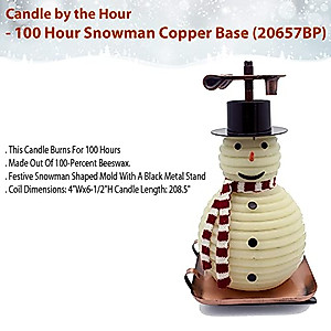 Candle by the Hour 100-Hour Snowman Candle, Copper Base, Eco-friendly Natural Beeswax with Cotton Wick