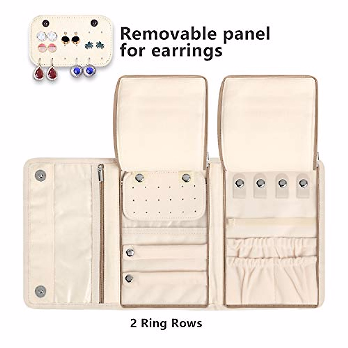 Teamoy Jewelry Roll, Jewelry Travel Organizer for Necklaces, Earrings, Bracelets, Rings, Brooches and More, Compact and Easy to Carry, Stripes