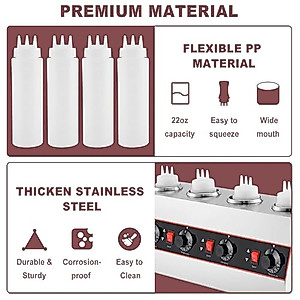 HYTRDJKDF 120/320/480/640W Hot Fudge Dispenser，Electric Stainless Steel Topping Dispenser, Commercial Sauce Dispenser(1Bottle)