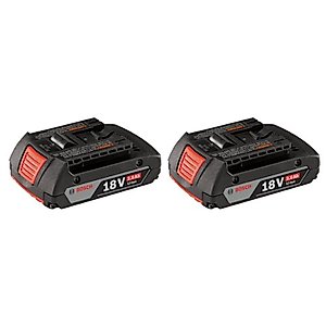 BOSCH BAT612-2PK 18-volt Lithium-Ion 2.0 AH Slim Pack Battery with Digital Fuel Gauge, 2-Pack , Black