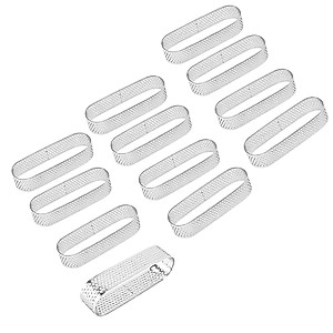 Lyzeous 12Pcs Oval Tartlet Dessert Mousse Fruit Pie Tart Ring Quiche Cake Mold, Stainless Steel Tart Mousse Ring