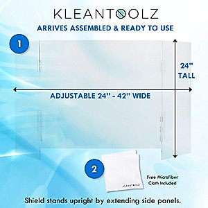 U-Shield Clear Plexiglass Acrylic Protective Sneeze Guard Counter Shield Plexi Glass Screen Divider Barrier for Reception Office School Salon Partition Window (42"L x 24"W)