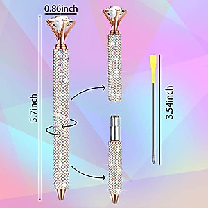 Lincia 4 Pcs Diamond Pens with Crystal Bling Metal Ballpoint Pens Bridal Shower Retractable Black Ink Rhinestone Writing Pens with Replacement Refills for Women Wedding Office Birthday (AB Color)