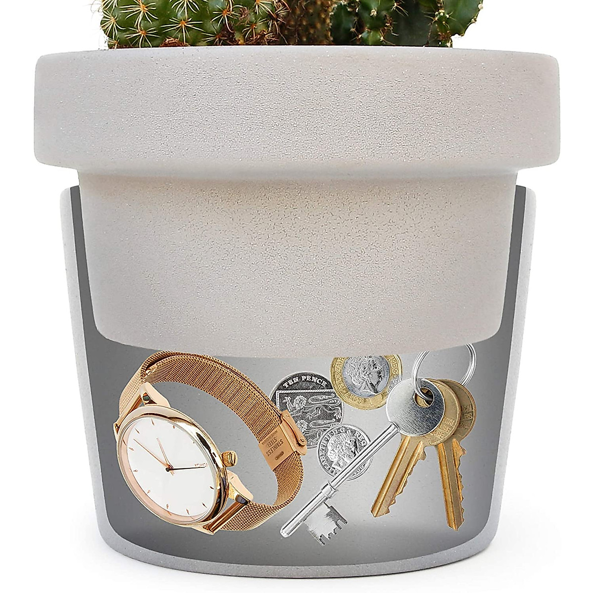 Suck UK Plant Pots Hideaway Secret Key Hider Secret Safe To Hide Keys Flower Pot With Hidden Safe & Secret Compartment Flower Pot Stash Box to Hide Your Key Set & Money Novelty Storage Safe