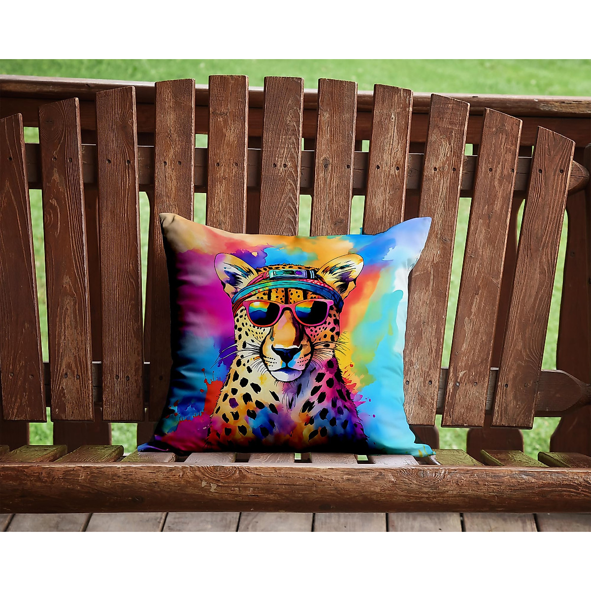 Caroline's Treasures DAC3969PW1414 Hippie Animal Cheetah Throw Pillow Machine Washable, Indoor Outdoor Decorative Pillow for Couch, Bed or Patio, 14Hx14W