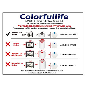Colorfullife Filters for Shark Rotator DuoClean Powered Lift Away Speed Vacuum NV680, NV681, NV682, NV683, NV800, NV801, NV803, UV810, Replaces Part XHF680 and XFF680