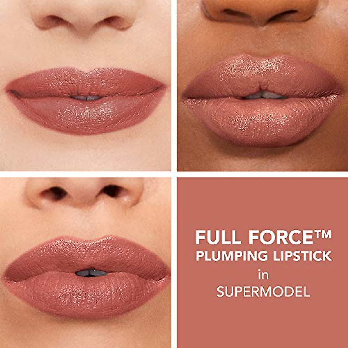 Buxom Full Force Plumping Lipstick- '90s Nudes, Supermodel, 0.12 Ounce