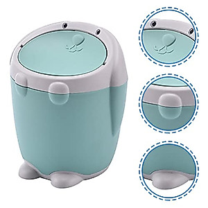 LIFKOME Portable Desk Desktop Trash Can Rabbit Shape Mini Trash Can with Lid Small Countertop Trash Cans Lidded Waste Bin Pen Holder for Car Bedroom Kitchen Office Desktop Green Portable Litter Box
