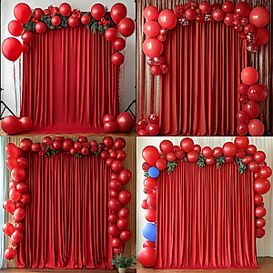 10 ft x 20 ft Wrinkle Free Red Backdrop Curtain for Parties, Polyester Photography Backdrop Drapes for Birthday Party Baby Shower, Thick Background Curtain for Backdrop Stand, 4 Panels 5 ft x 10 ft