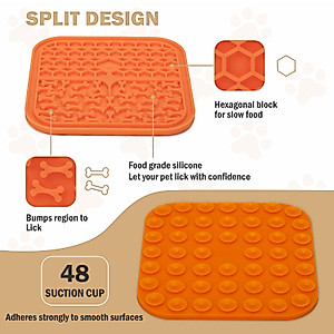Lick Mat for Dogs - Slow Feeder Licking Mat with Suction Cups for Peanut Butter, Food Treats & Yogurt - 2 Pack