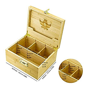 Large Stash Box with Rolling Tray and 5 Accessories,Divider management space,Luxury Gift Set ,Wooden Storage Set with Lock for Storage Items