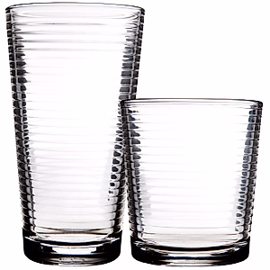 Palais Glassware Striped Collection; Striped Clear Glass Set