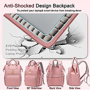 Weitars 15.6 Inch Laptop Backpack For Women School /Travel Backpack, Teacher Nurse Work Backpack with Lunch Box Compartment Bookbag Computer Backpack (Pink)